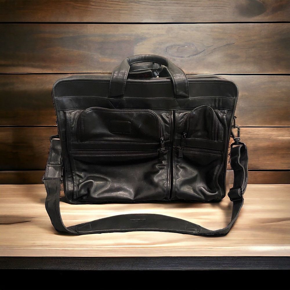 Tumi Alpha Leather Expandable Laptop Briefcase Carry … - Gem